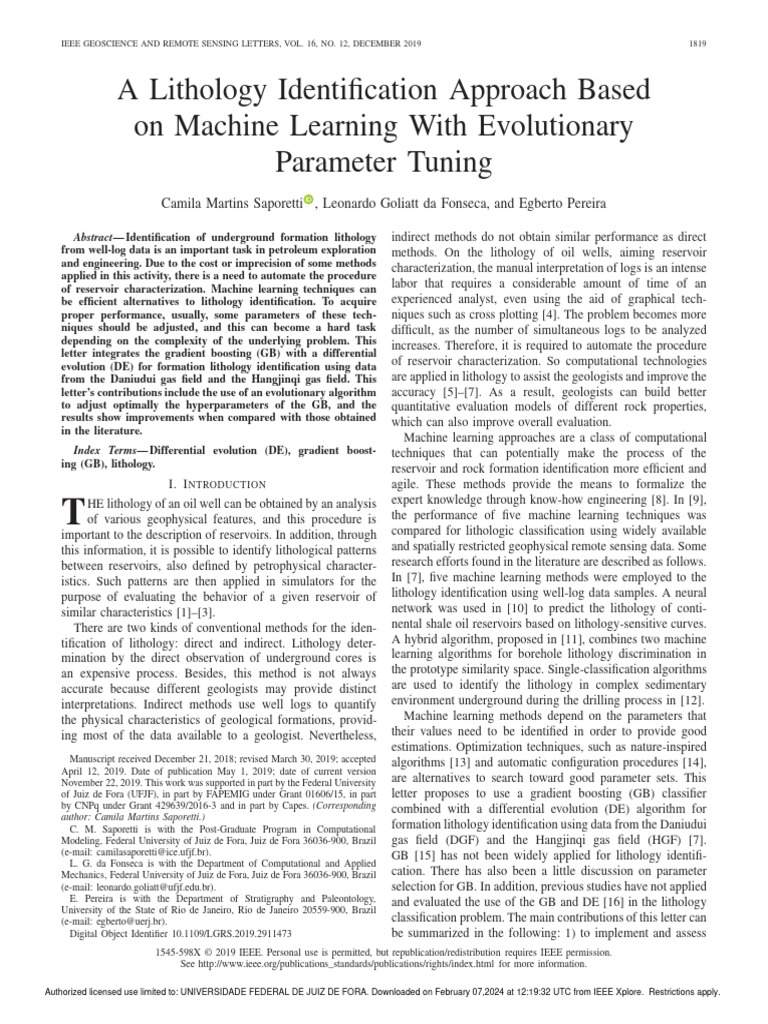 A Lithology Identification Approach Based On Machine Learning With ... A Lithology Identification Approach Based On Machine Learning With ...