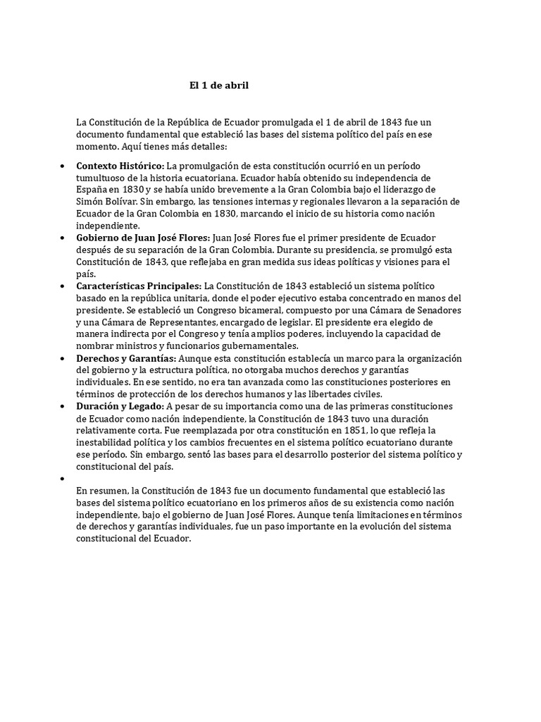 La Constitución de La República de Ecuador Promulgada El 1 D | PDF ...