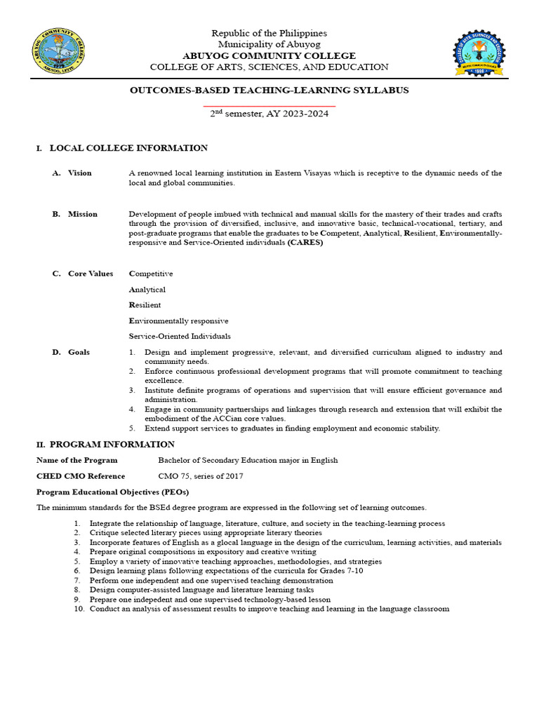 SYL EL118 Language Learning Materials Development | PDF | Learning | Curriculum