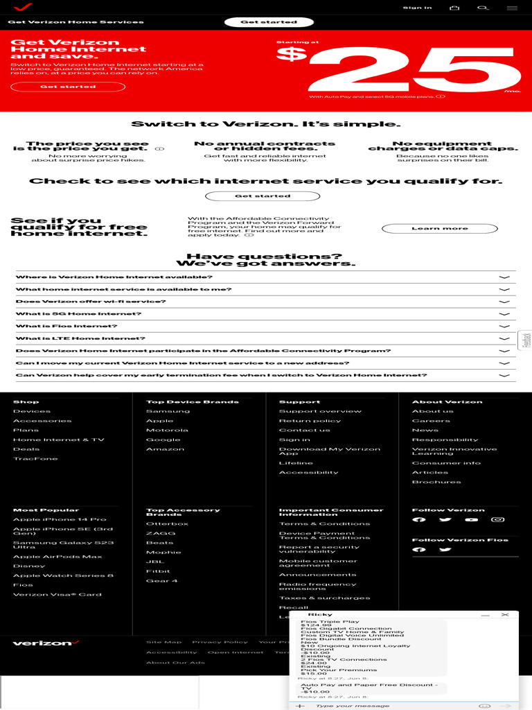 Verizon Home Internet & WiFi Service Verizon | PDF | Internet | Apple Inc.