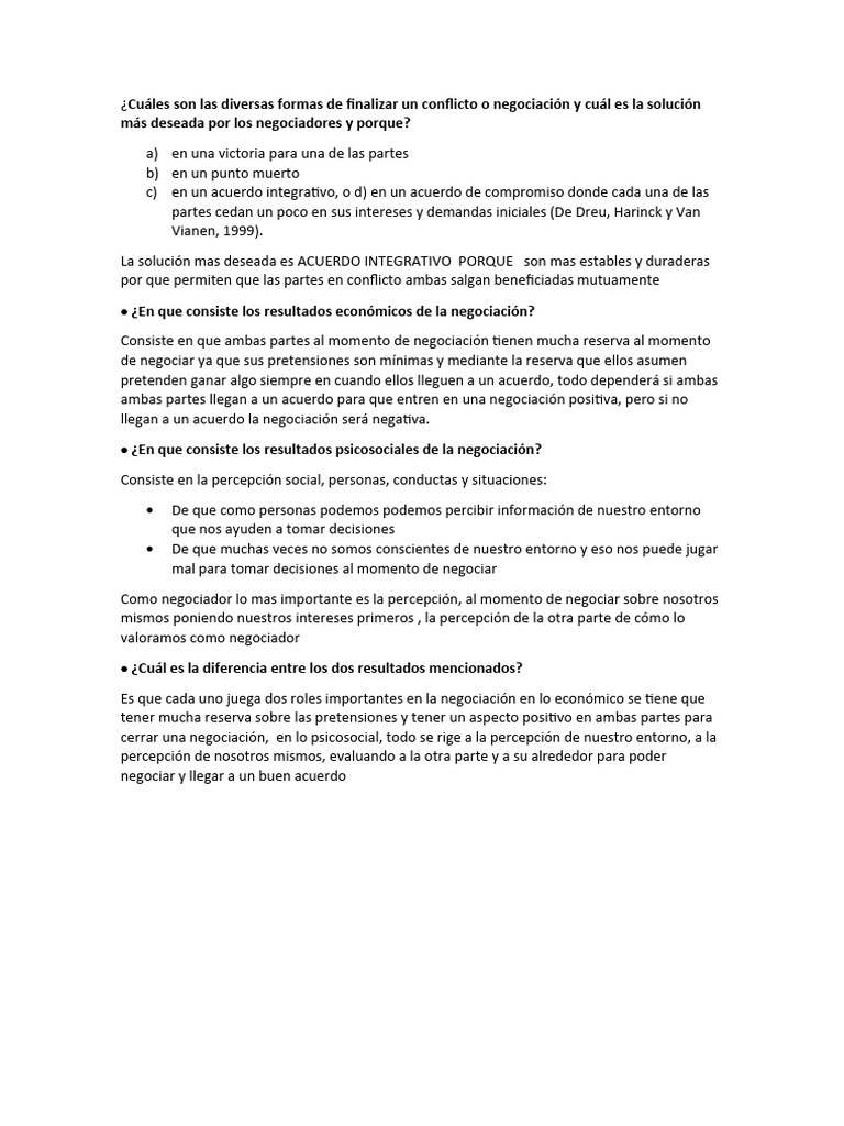 Formas de Finalizar Conflictos en Negociación | PDF | Derecho