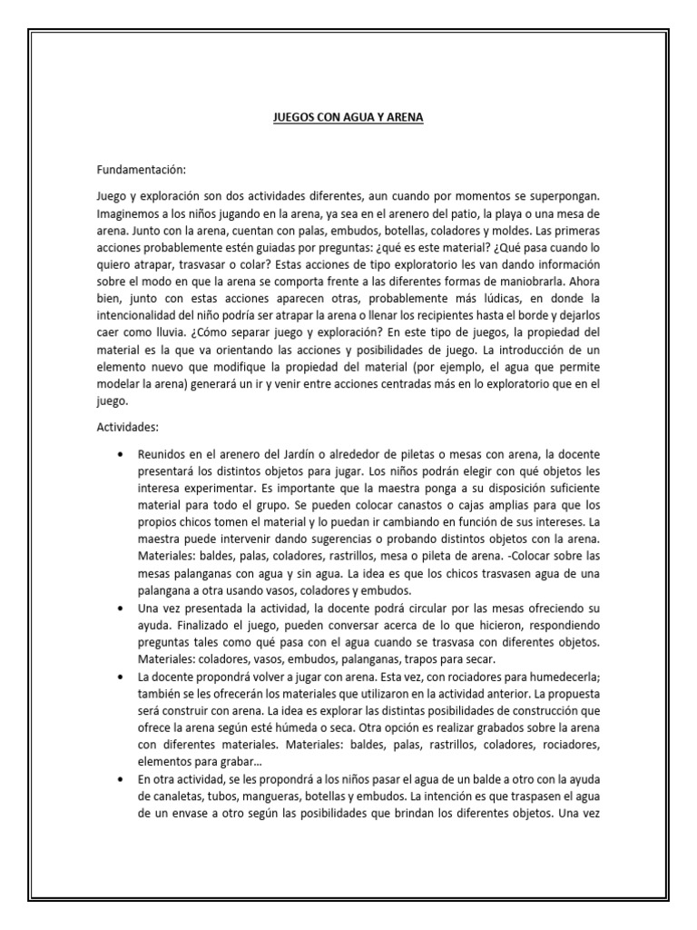 Juegos Con Agua y Arena | PDF Juegos Con Agua y Arena | PDF