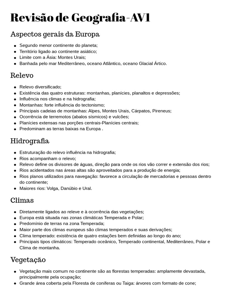 Revisão de Geografia-AV1 | PDF | Guerra Fria | União Soviética