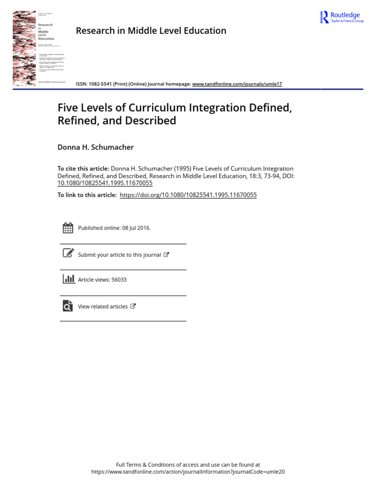Five Levels of Curriculum Integration | PDF | Curriculum | Teachers