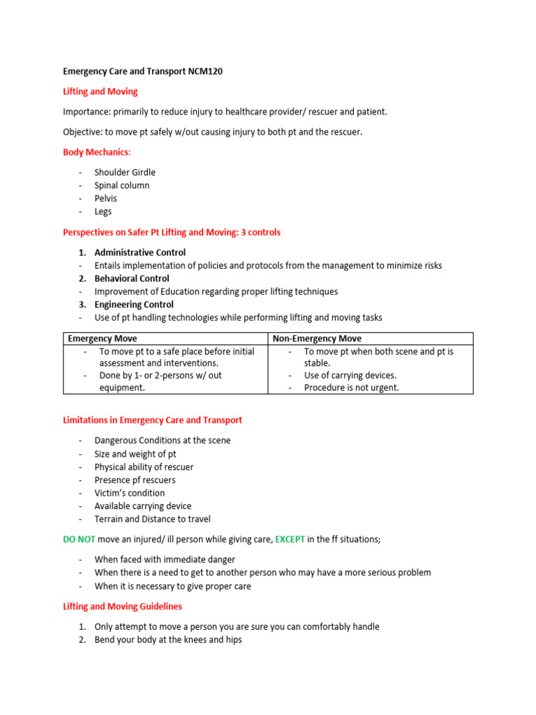 NCM120 Emergency Care and Transport | PDF | Emergency | Emergency ...