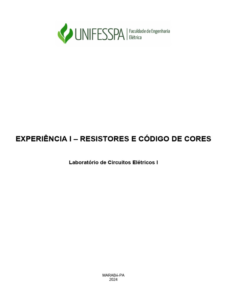 Lab. Circuitos Elétricos I - Experimento 01 - Resistores e Código de Cores | PDF | Resistor ...