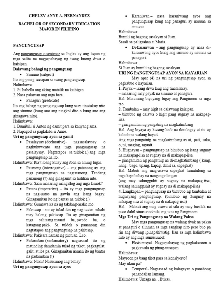 Bahagi NG Pananalita | PDF