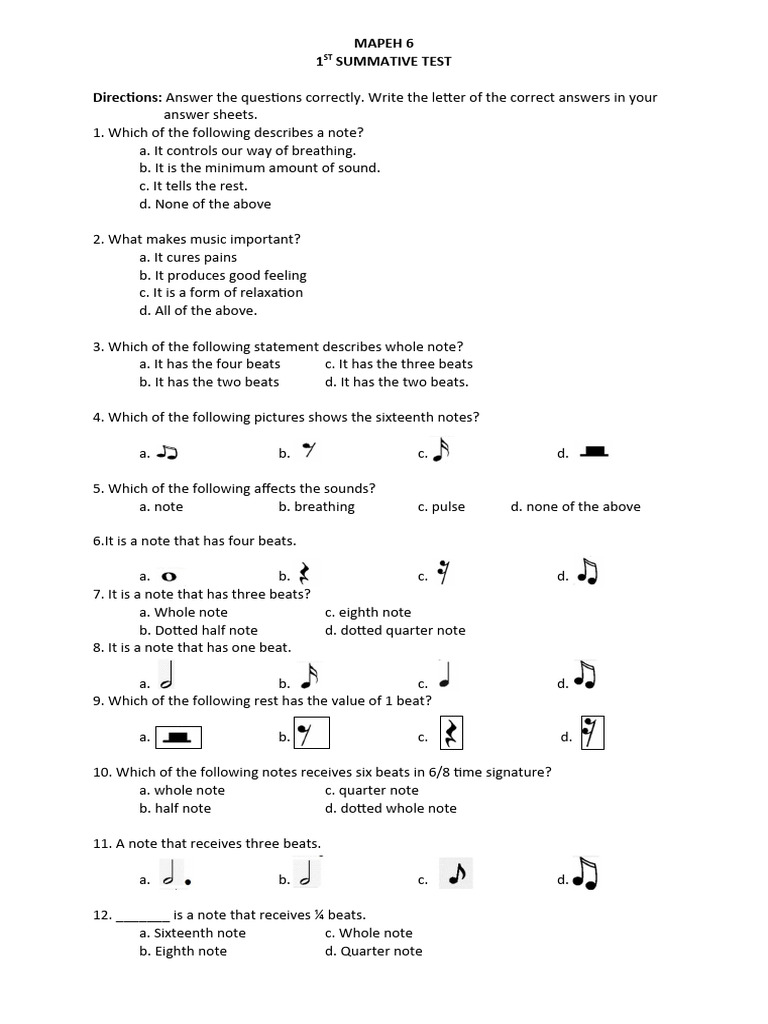 Mapeh 6 Summative1 | PDF | Musicology | Musical Compositions