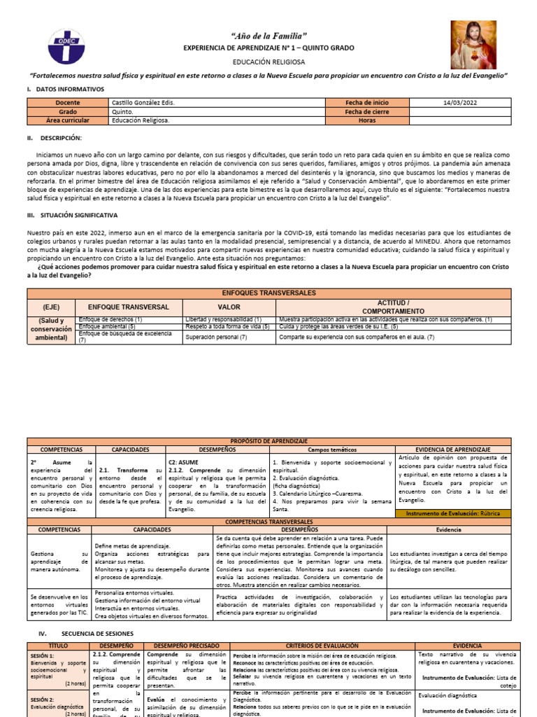 Expe Quinto 22 | PDF | Evaluación | Aprendizaje