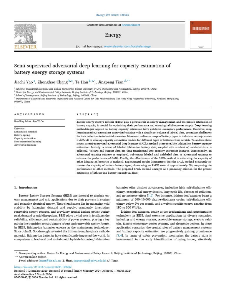 Semi-Supervised Deep Learning for Battery Capacity Estimation | PDF ...