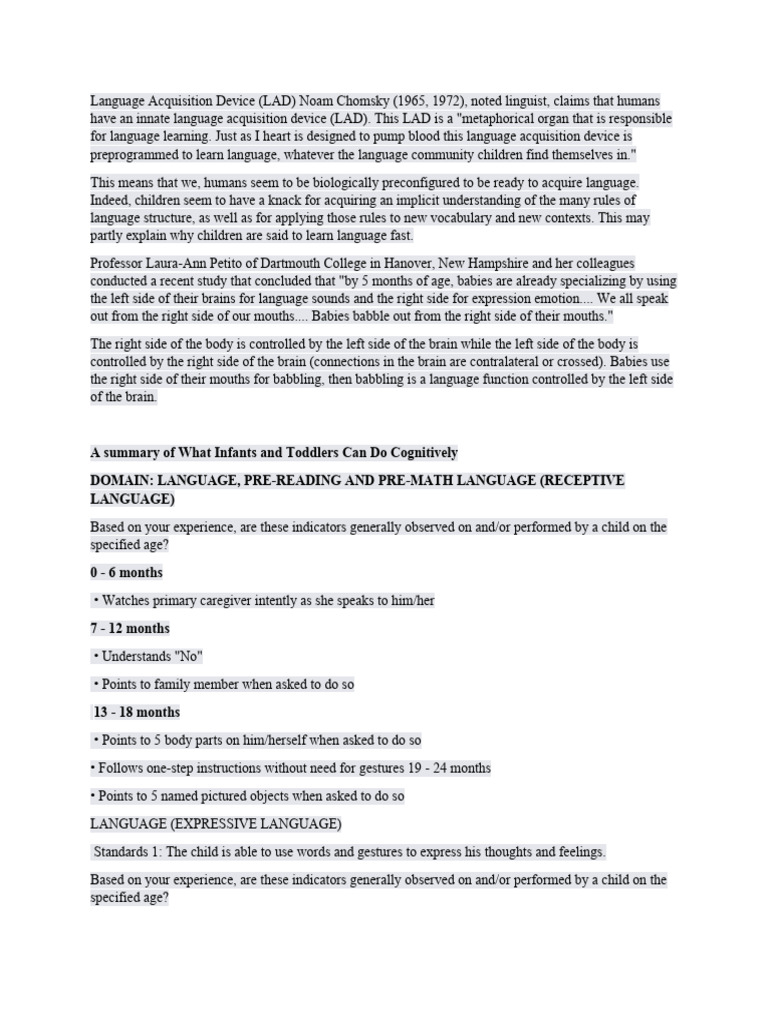 Language Acquisition Device | PDF | Language Acquisition | Experience