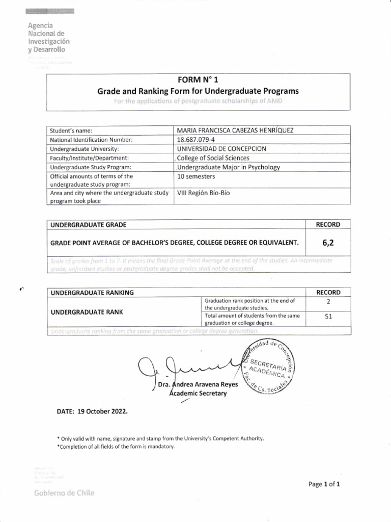 Undergraduate Grade and Ranking Form | PDF | Educational Stages | Academia