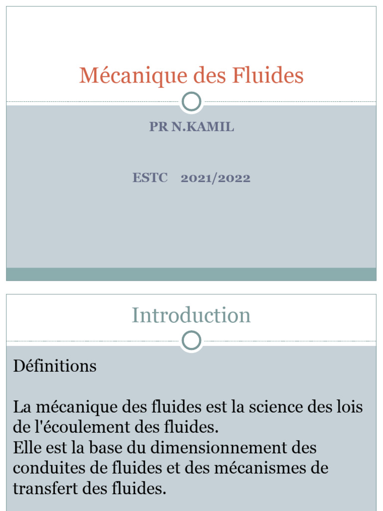 Cours MDF 1 Gp1 2022 | PDF | Pression | Fluide