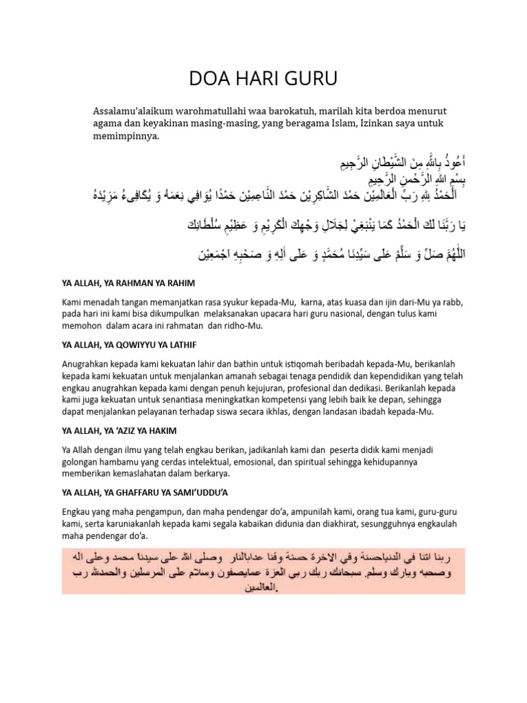 DOA HARI GURU-2023-gian | PDF