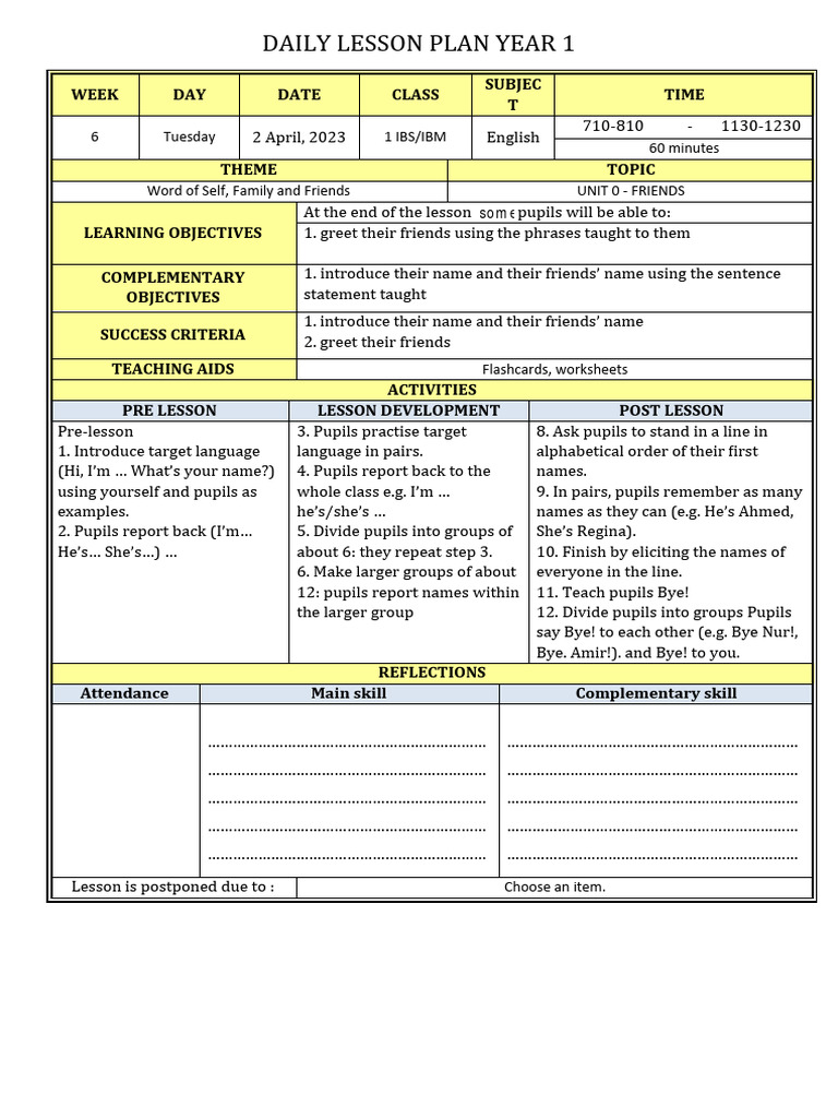Lesson Plan Year 1 Supermind | PDF | Lesson Plan | English Language Lesson Plan Year 1 Supermind | PDF | Lesson Plan | English Language
