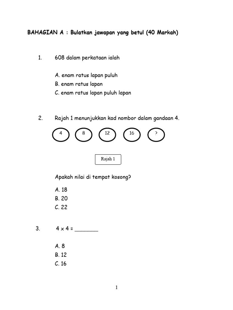 Bahagian A Pat Math 2018 | PDF