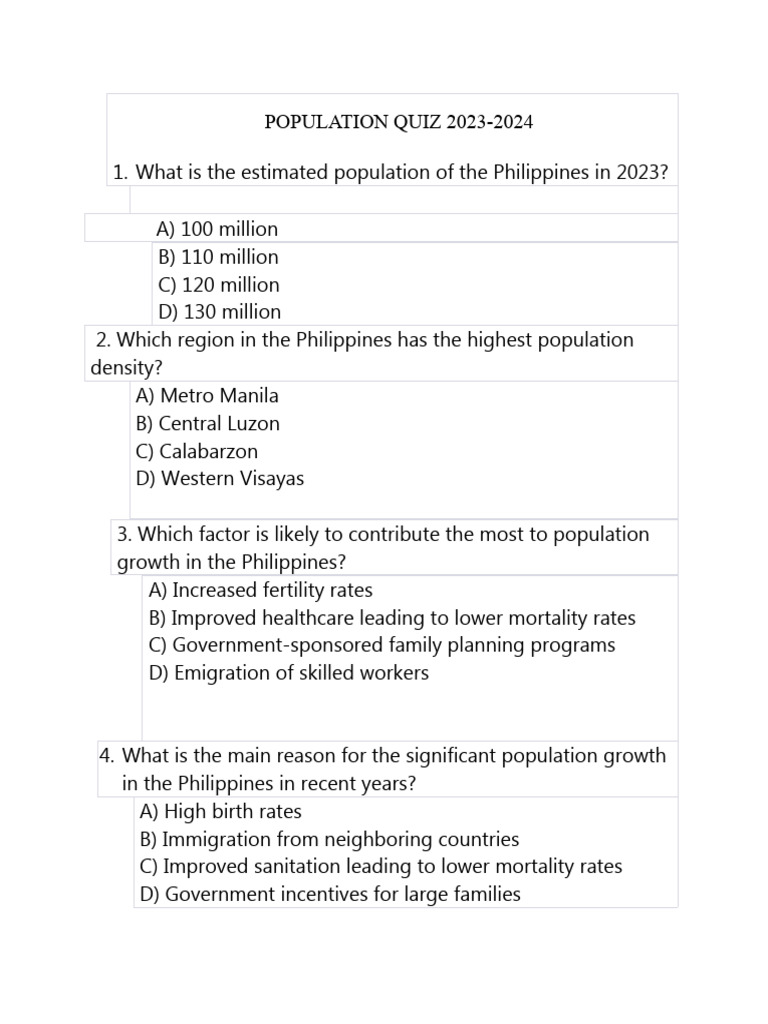 What-is-the-estimated-population-of-the-Philippines-in-2023 | PDF ...