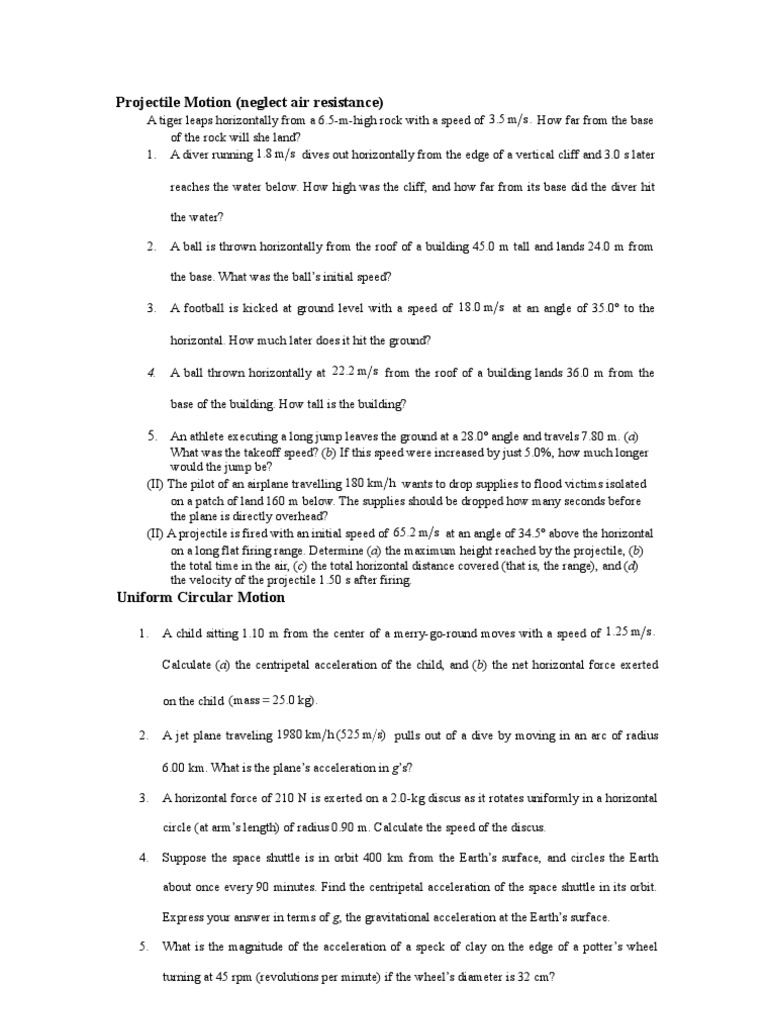 Tutorial 5 Projectile Motion Circular Motion | PDF | Acceleration | Speed