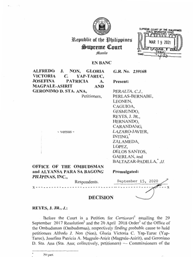 GR - 239168 - 2020 Non Vs OMB | PDF | Prosecutor | Injunction