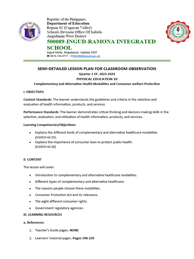 COT 1-Lesson Plan | PDF | Learning | Teachers