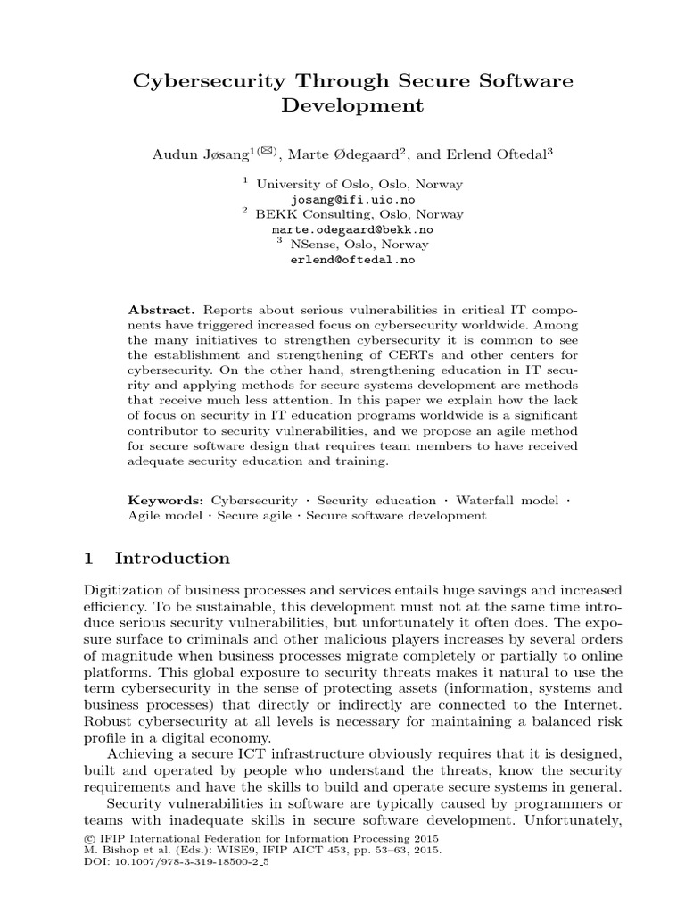 Cybersecurity Through Secure Software Development | PDF | Computer Security | Security