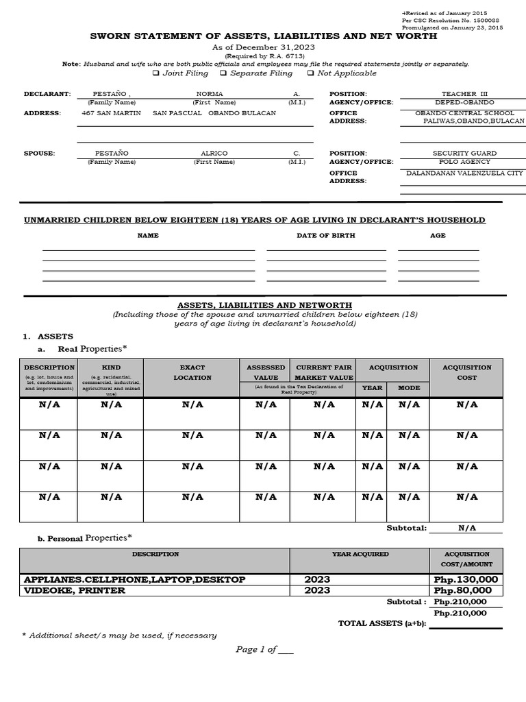 2023 Saln Norma Latest | Download Free PDF | Net Worth | Interest