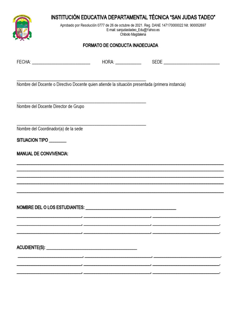 Formato Conducta Inapropiada | PDF | Crecimiento personal y profesional ...
