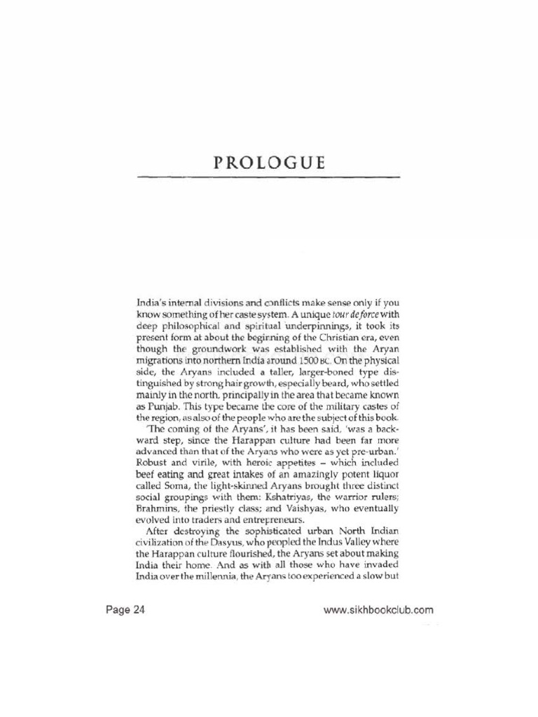 Patwant Singh, The Sikhs, Prologue On Brahmanism | PDF