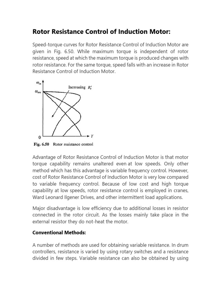 Static Rotor Resistance Control Methods | PDF | Electric Motor ...