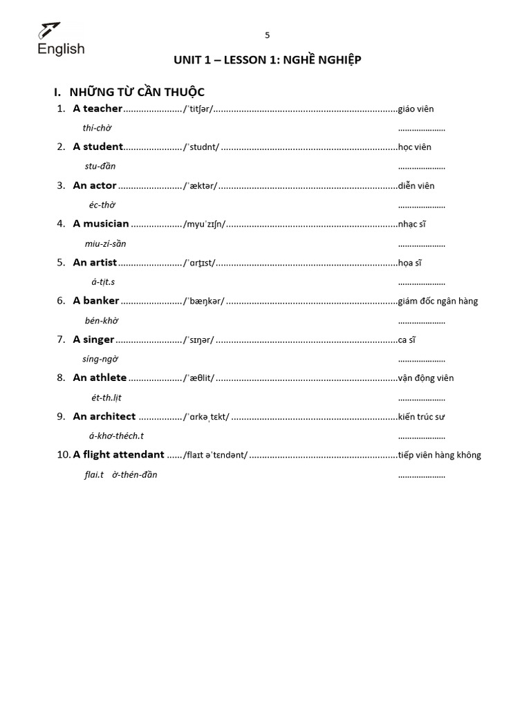 Tiếng Anh Cấp Tốc U1 L1 | PDF