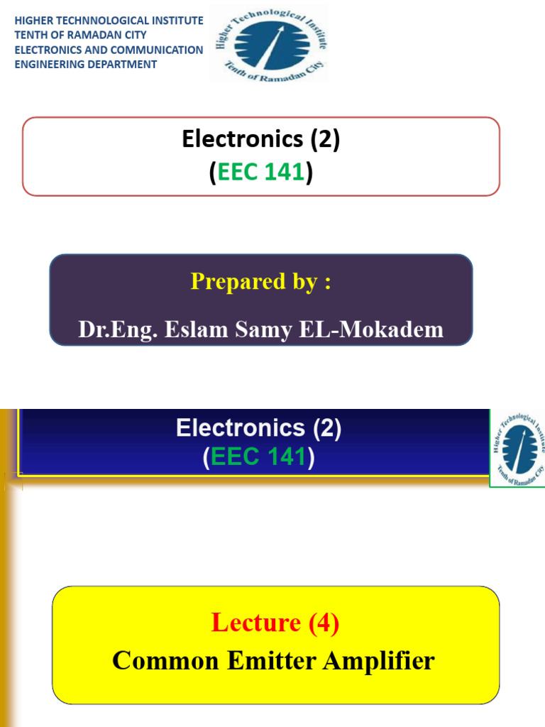 Lecture 4 BJT Common Emitter Amplifier Part | PDF | Amplifier ...