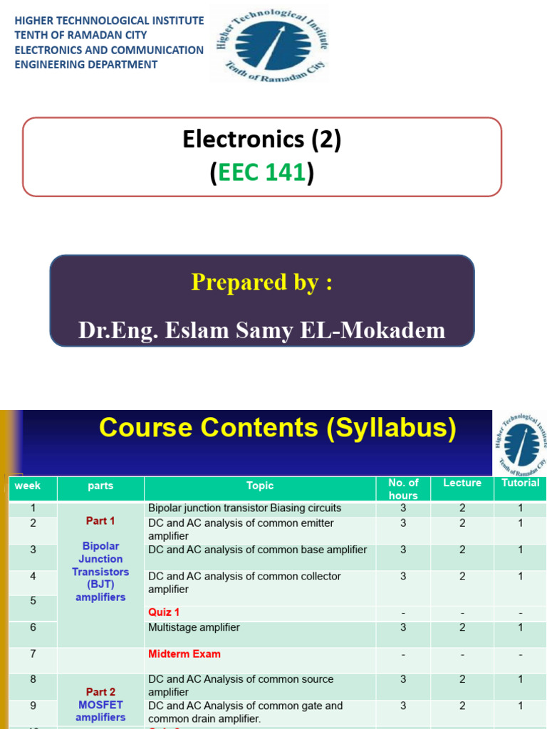 BJT and MOSFET Amplifiers Syllabus | PDF | Bipolar Junction Transistor | Amplifier
