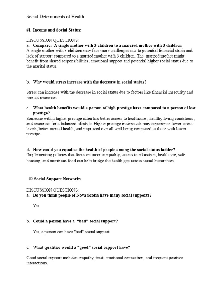 Social Determinants of Health - Jigsaw Activity | PDF | Social Support ...