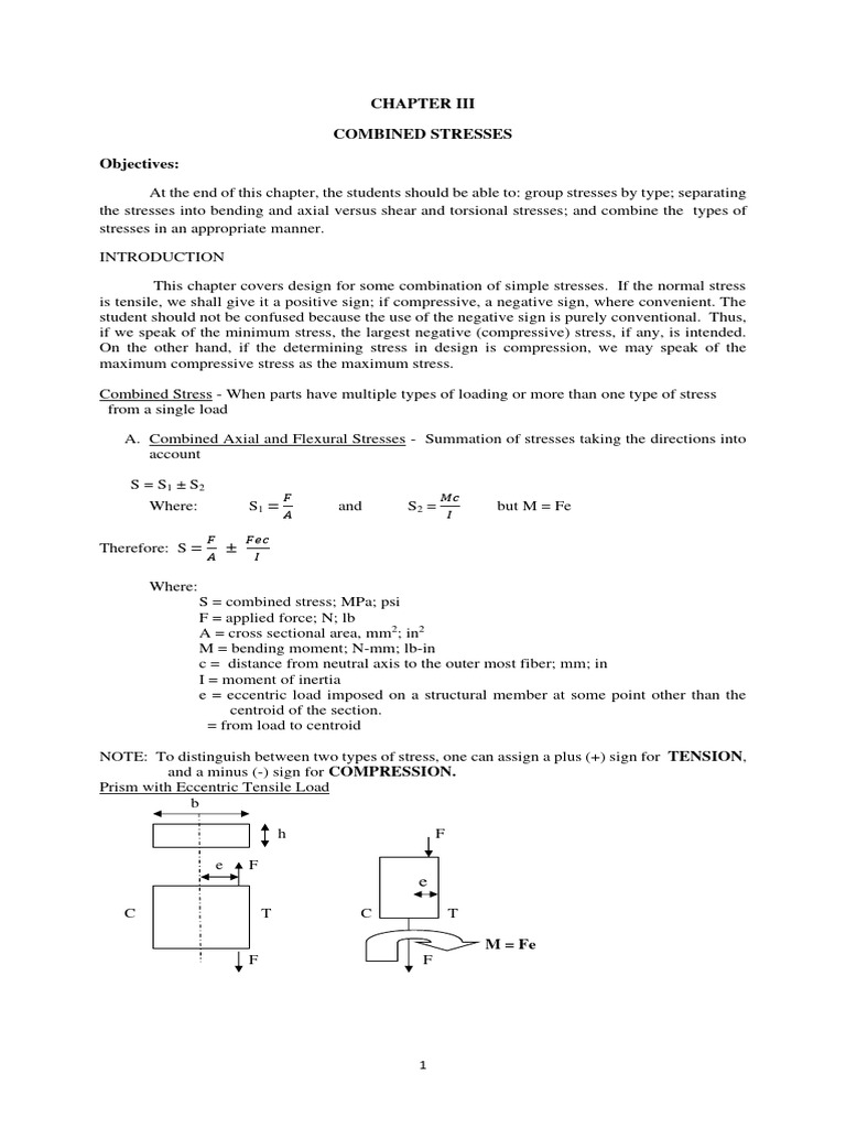 Combined Stresses in Mechanical Design | PDF | Stress (Mechanics) | Bending