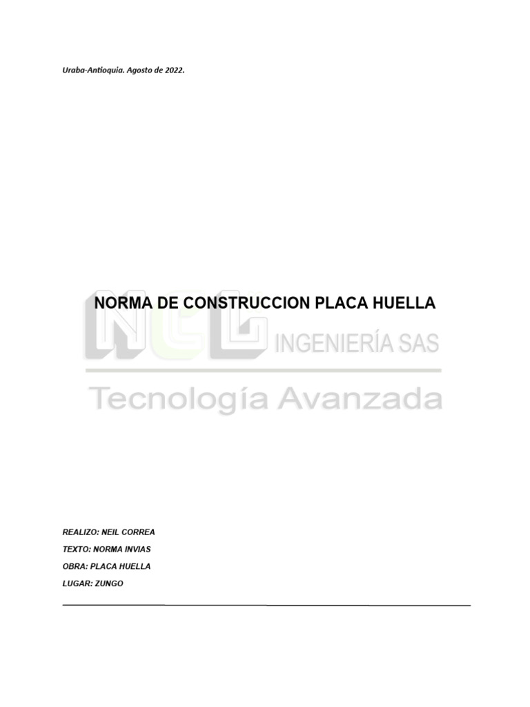 Norma Invias Placahuellas 2022 | PDF | Hormigón