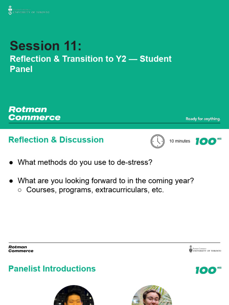 Session 11 - Reflection & Transition To Y2 - Student Panel | PDF