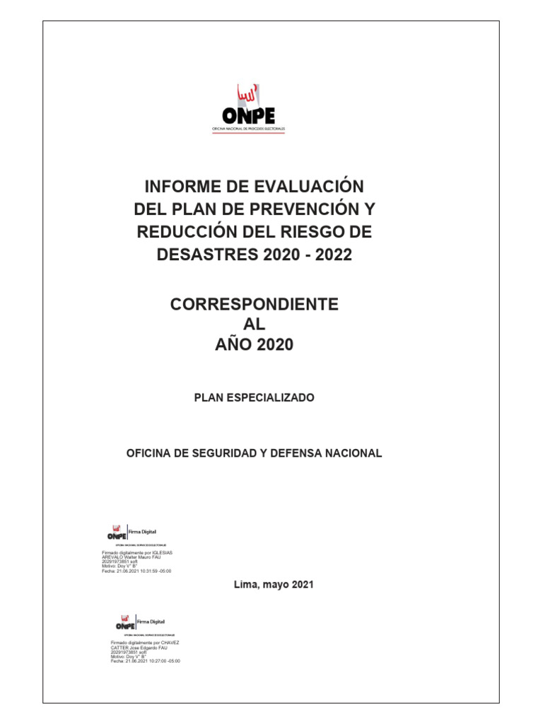 Eva-Plan-Prevencion-Reduccion-riesgos-2020 | PDF
