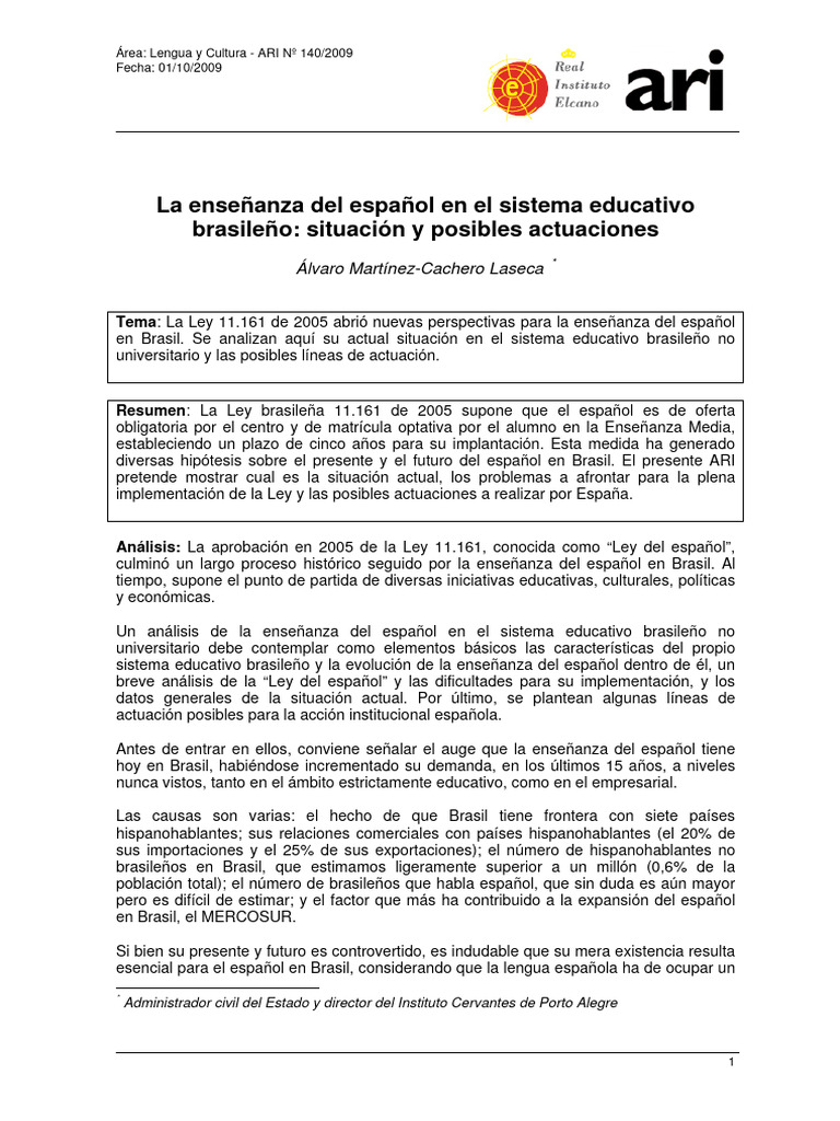 La Ensenanza Del Espanol en El - LASECA, Alvaro Martinez-Cachero | PDF ...