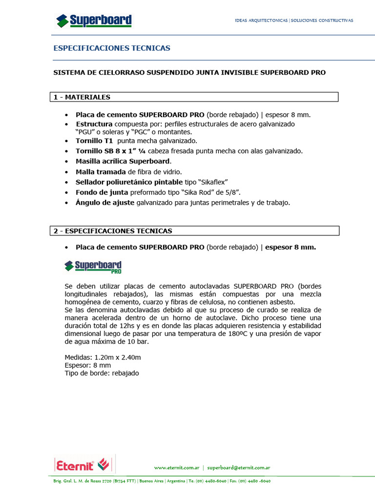 Sistema de Cielorraso Superboard Pro | PDF | Tornillo | Ingeniería de Edificación