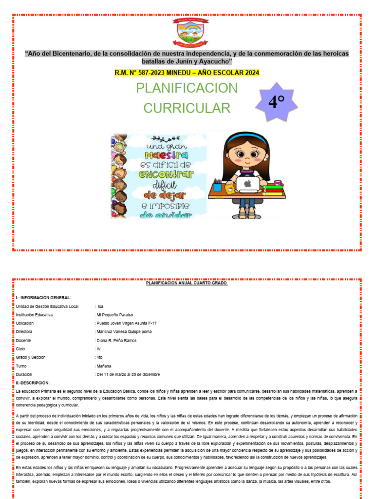 Planificacion Anual 4to | PDF | Aprendizaje | Fe