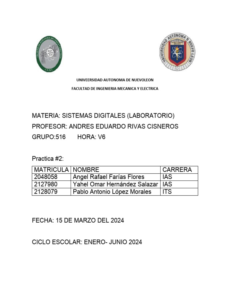 PRACTICA DOS FALTA P | PDF | Puerta lógica | Electricidad