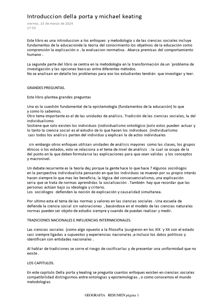 Enfoques y Metodologías de Las Ciencias Sociales (Donatella Della Porta Michael Keating) (Z ...