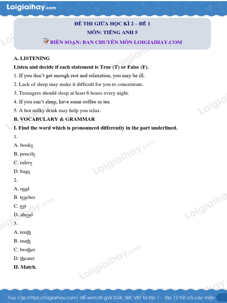 Grade 5 Midterm English Exam 2 | PDF | Language Arts & Discipline