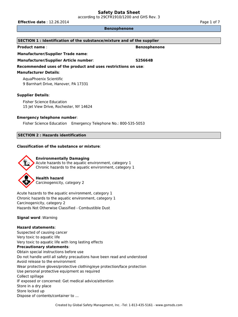 SDS Benzo | PDF | Dangerous Goods | Dust