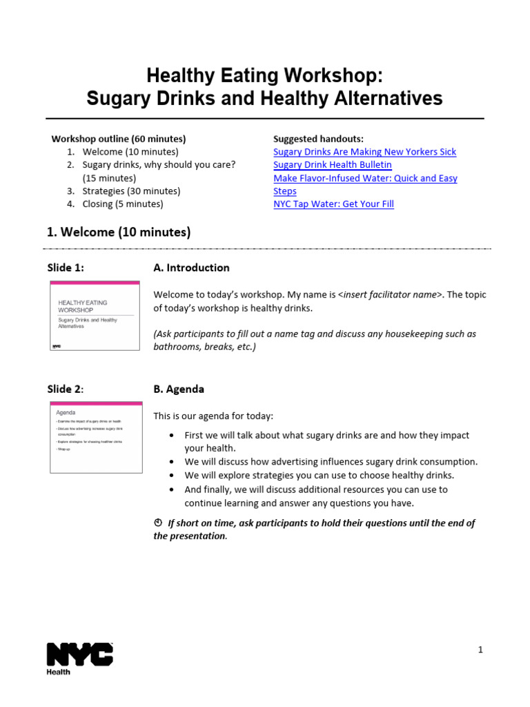Healthy Eating Workshop Drinks Notes | PDF | Sugar | Diet & Nutrition