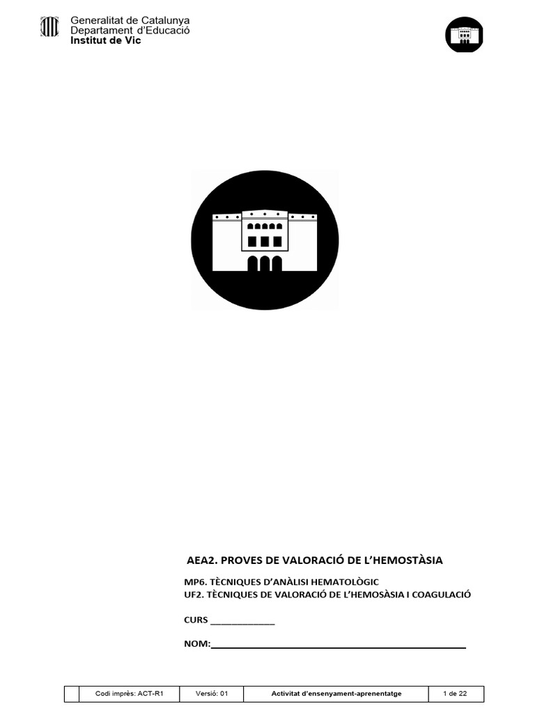 Aea2. Proves de Valoraciã de Lhemostã Sia. Dossier | PDF