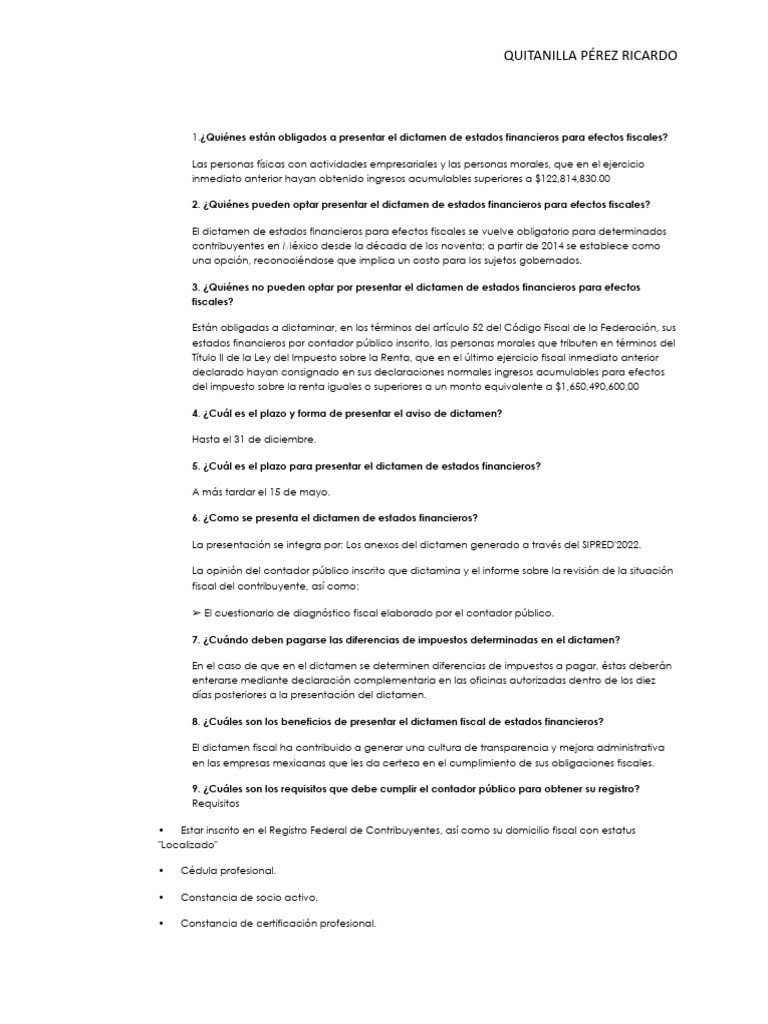 Dictamen Fiscal: Obligaciones y Beneficios | PDF | Contador | Contabilidad