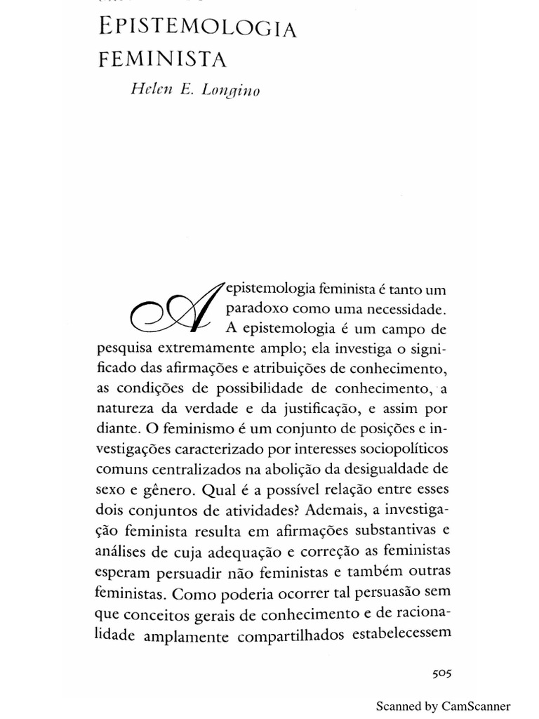 Helen LONGINO Epistemologia Feminista 19 | PDF