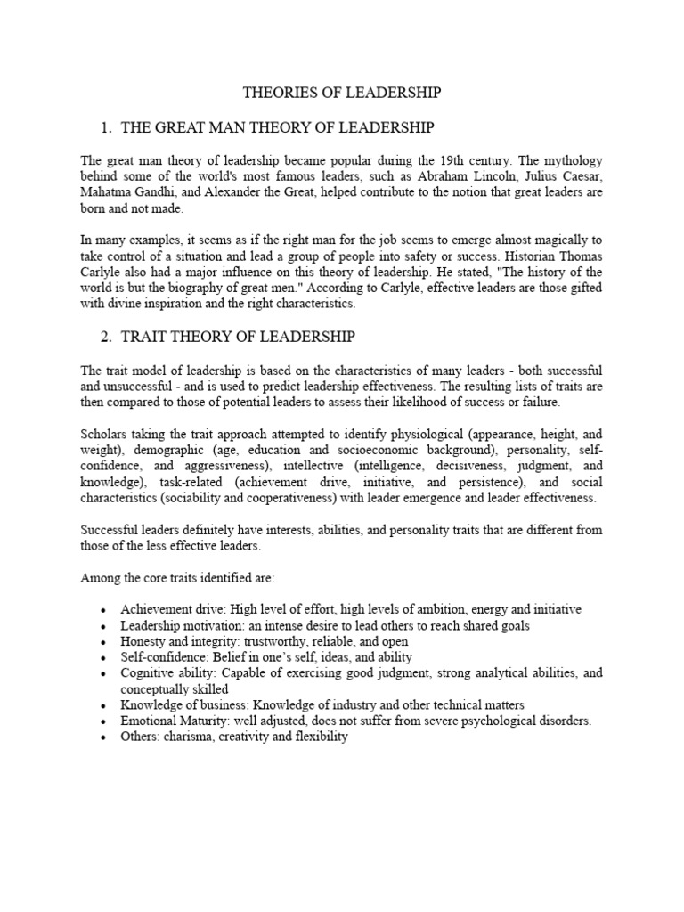 Leadership Theories Explained | PDF | Leadership | Transformational ...