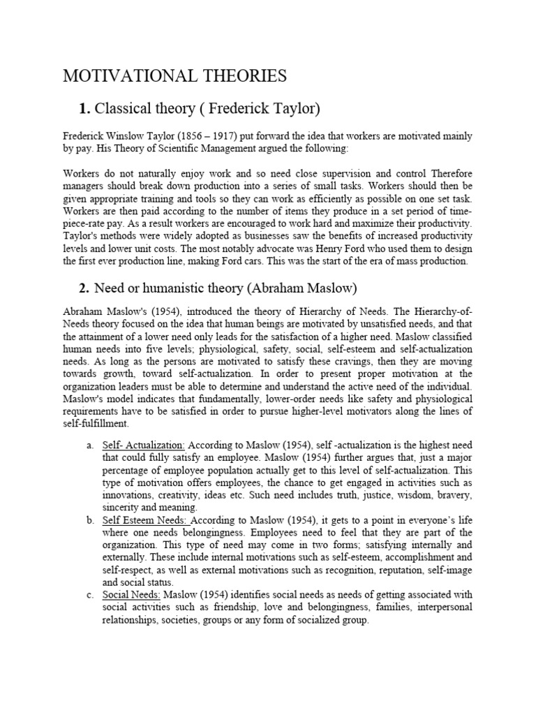 Motivational Theories | PDF | Motivation | Motivational